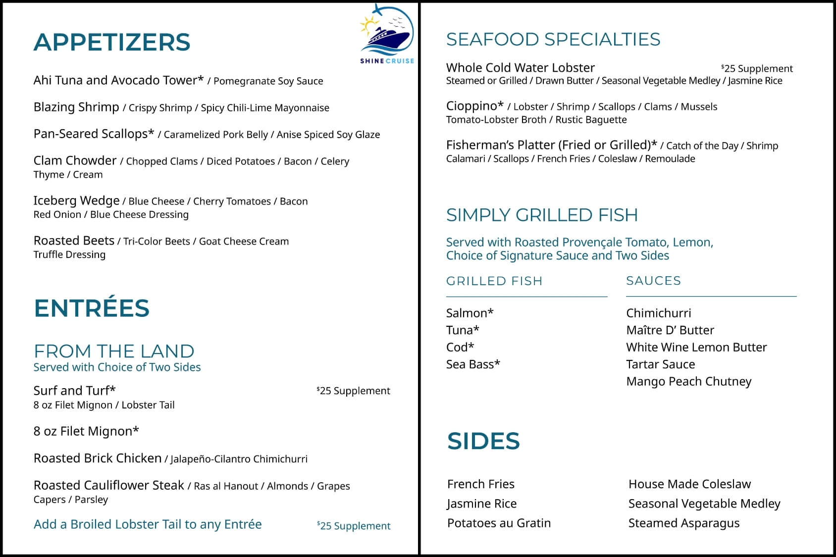 NCL Ocean Blue Menu 2025 Review, Cost & Tips