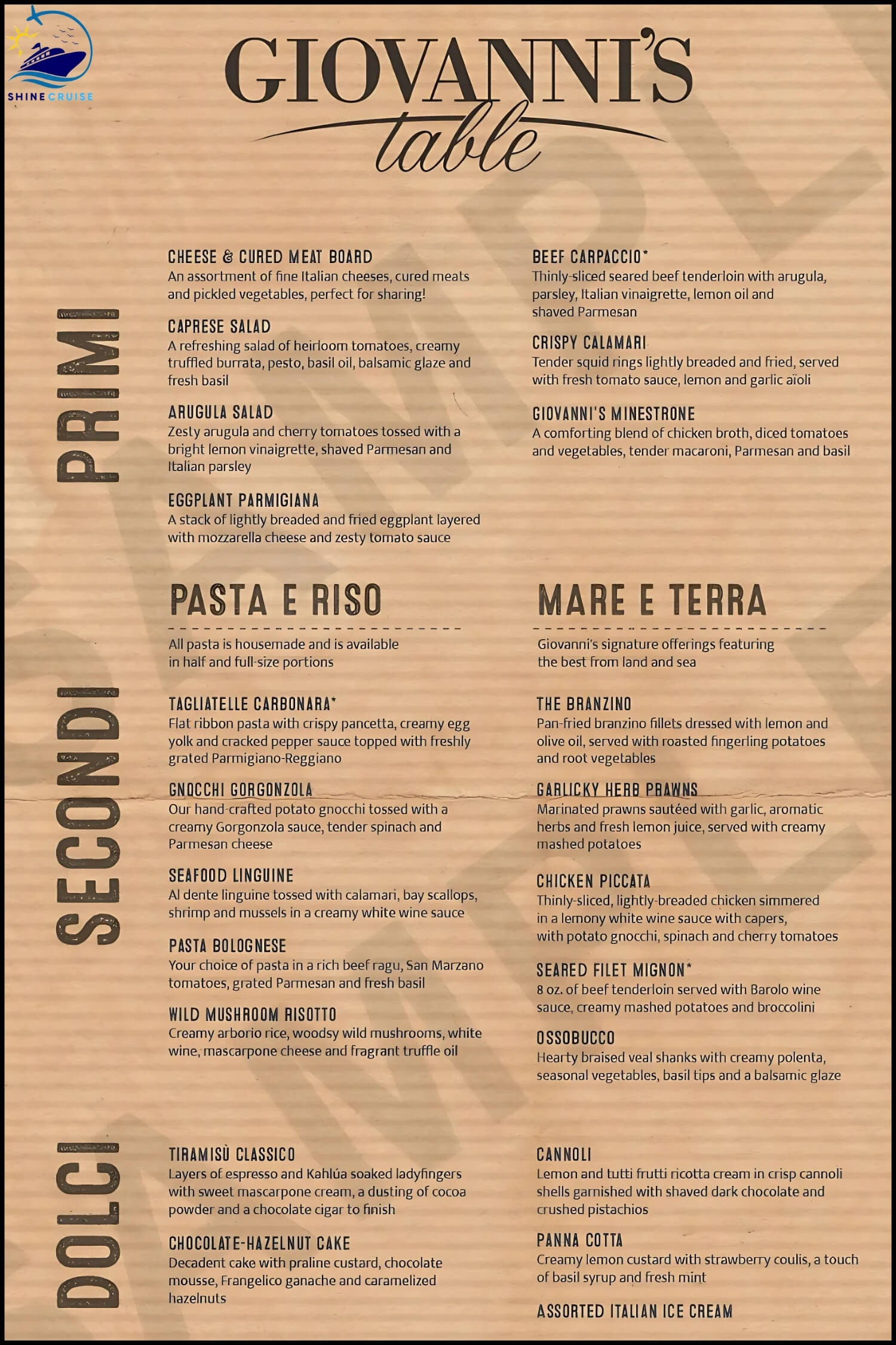 Royal Caribbean Giovanni’s Table Menu 2025 Review & Prices