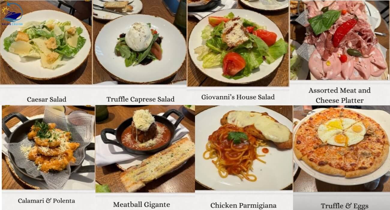 Royal Caribbean Giovanni's Italian Kitchen Menu 2025 Prices