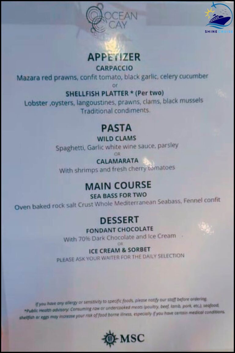 MSC Ocean Cay Restaurant Menu 2025 Review, Cost & Tips