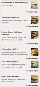 Princess Cruises Room Service Menus for 2026 with Cost