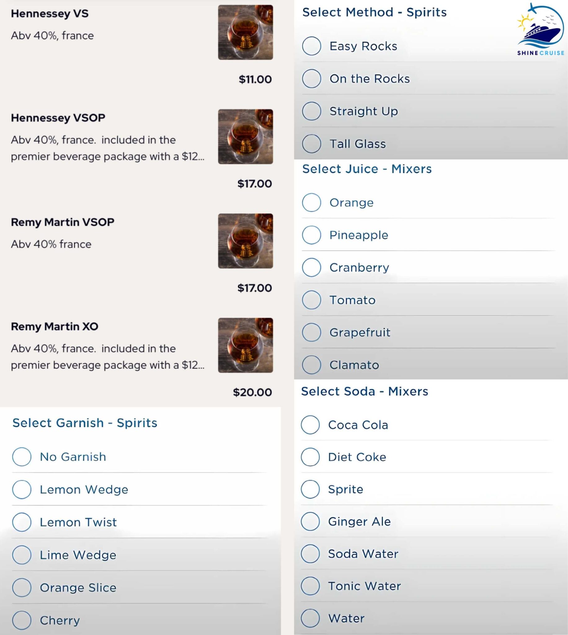 Princess OceanNow Drinks Menu 2026 with Prices