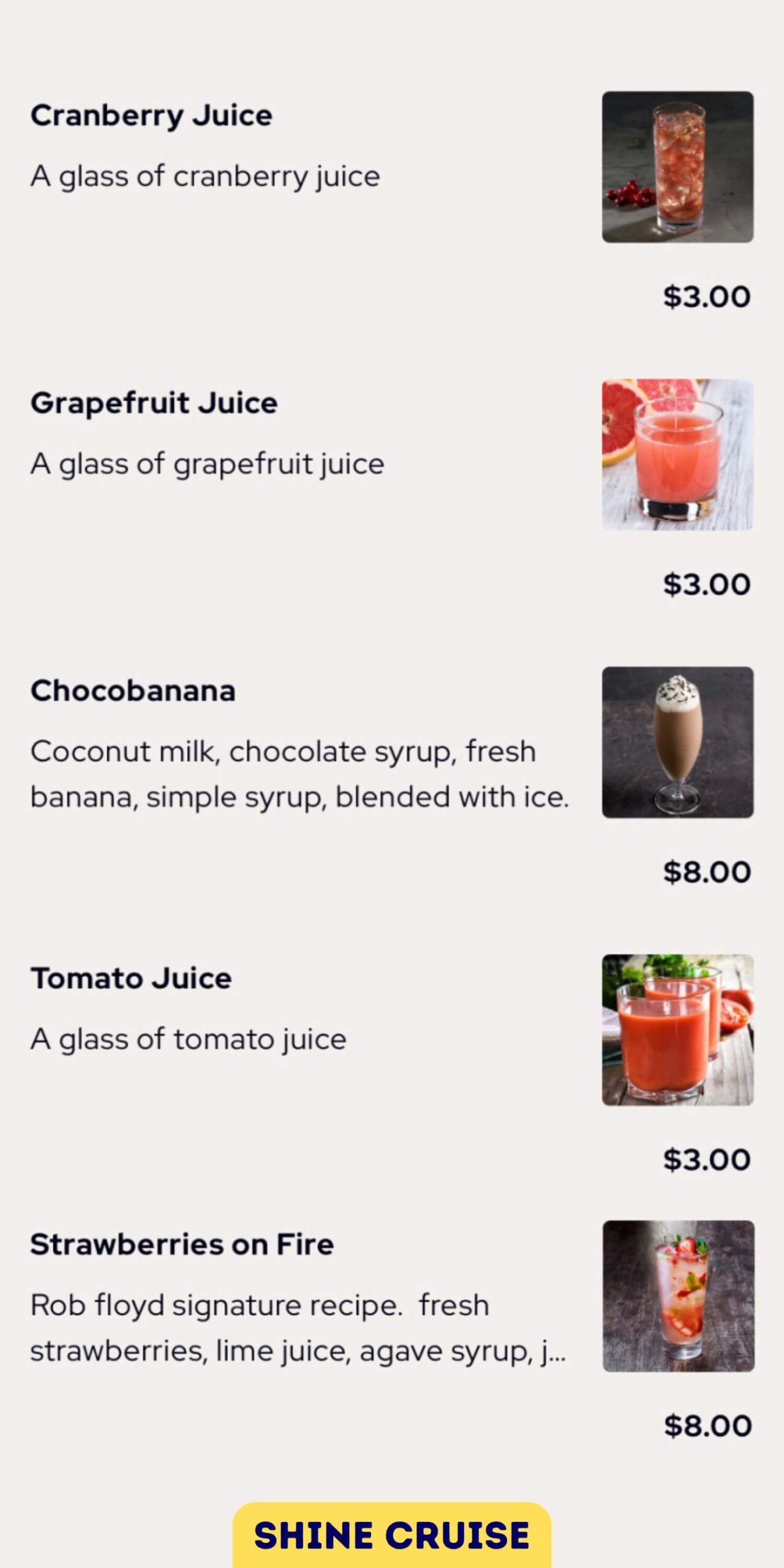 Princess OceanNow Drinks Menu 2025 with Prices