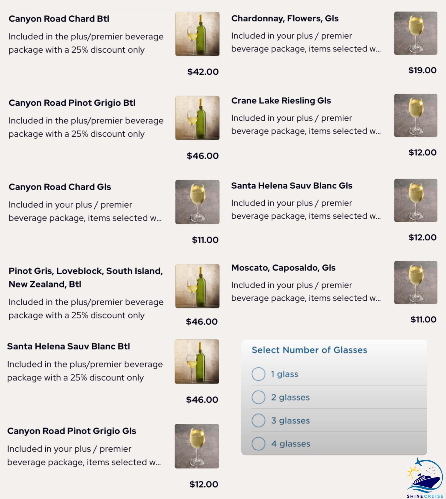 Princess OceanNow Drinks Menu 2026 with Prices