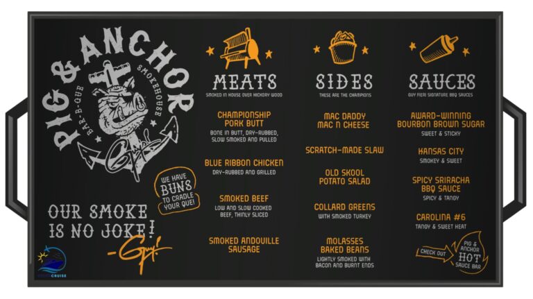 Carnival Guy's Pig & Anchor Bar-B-Que Menu for 2026