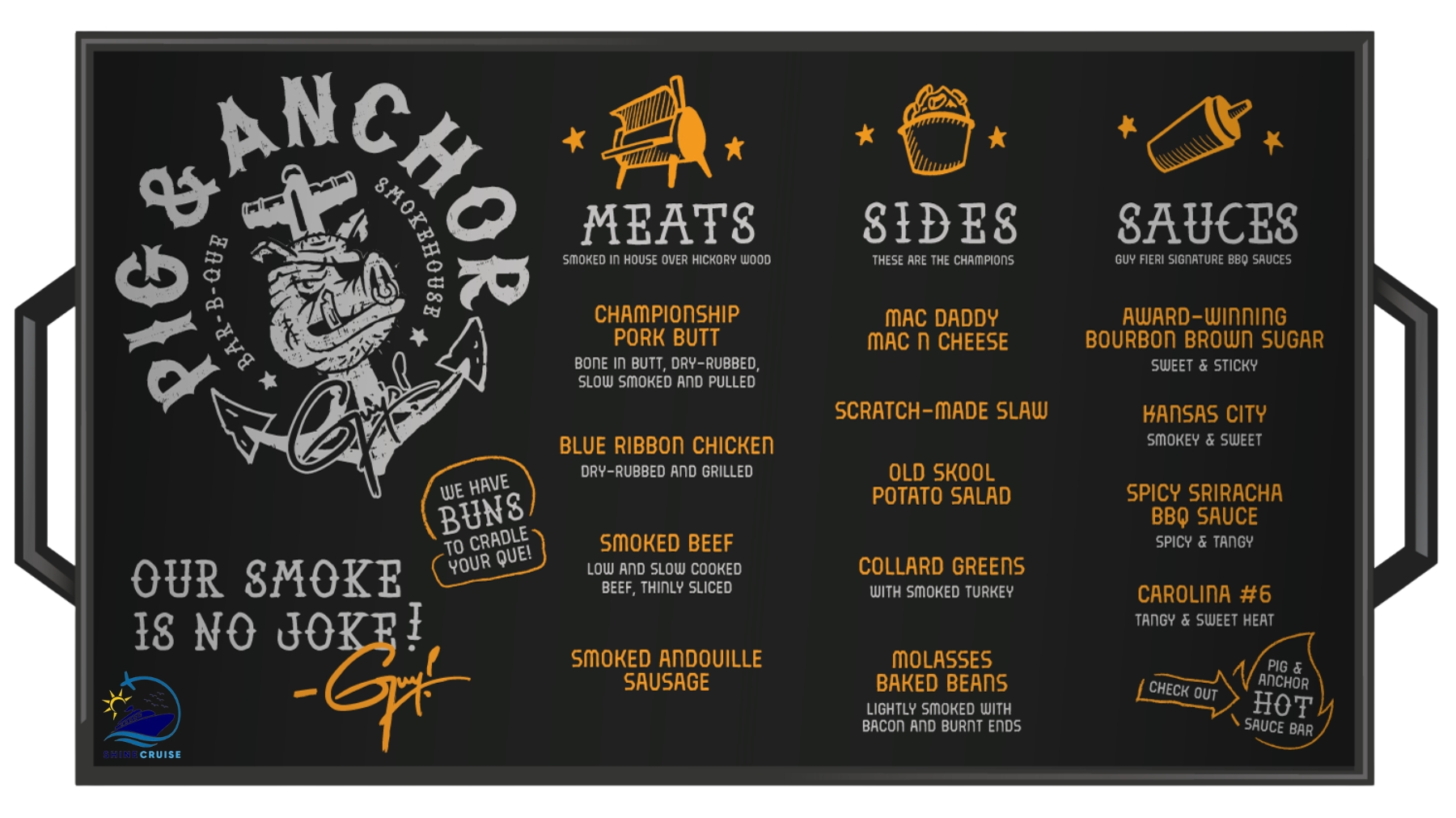 Carnival Guy's Pig & Anchor Bar-B-Que Menu for 2026