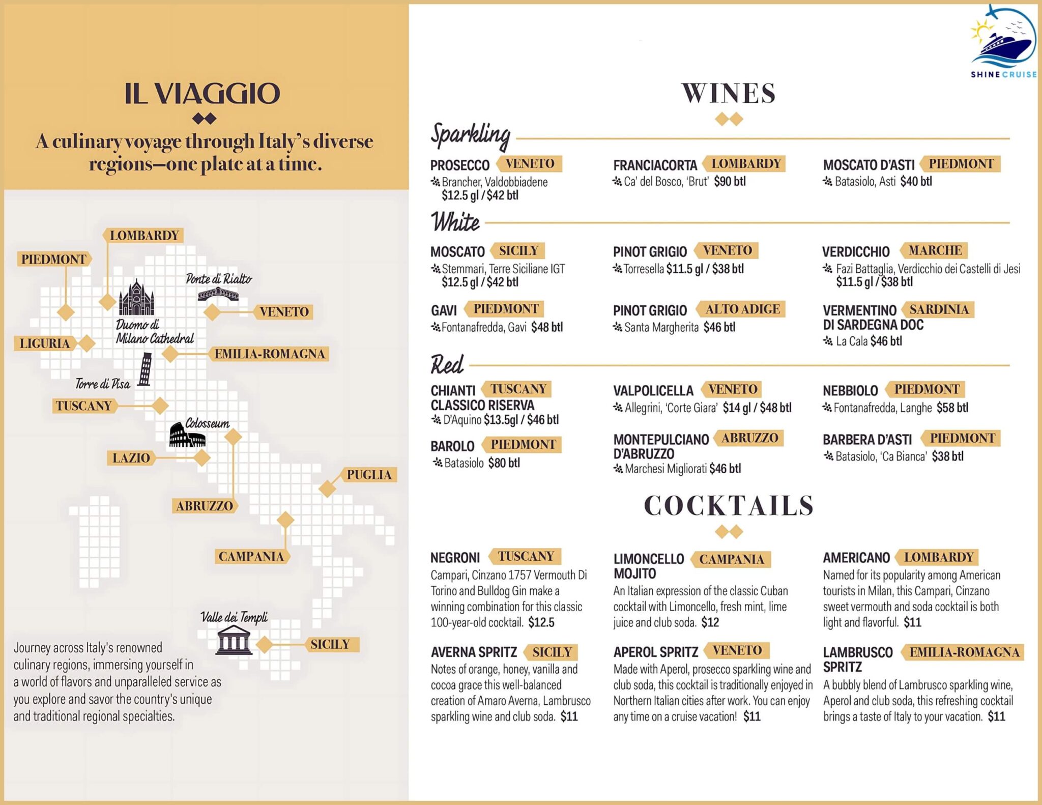 Carnival Il Viaggio Menu 2025 Price, Reviews and Tips