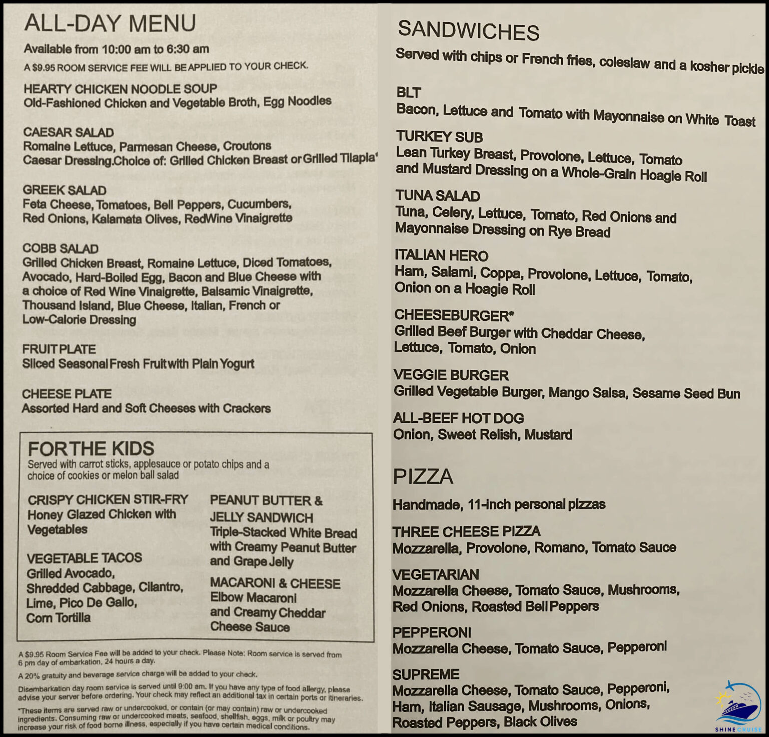 NCL Room Service Menus for 2026 with Prices & Helpful Tips
