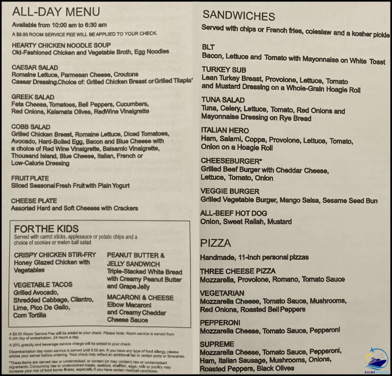 NCL Room Service Menus for 2026 with Prices & Helpful Tips