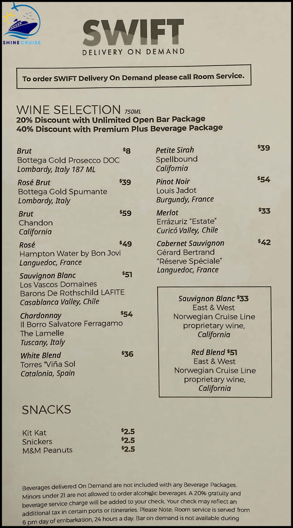 NCL Room Service Menus for 2026 with Prices & Helpful Tips