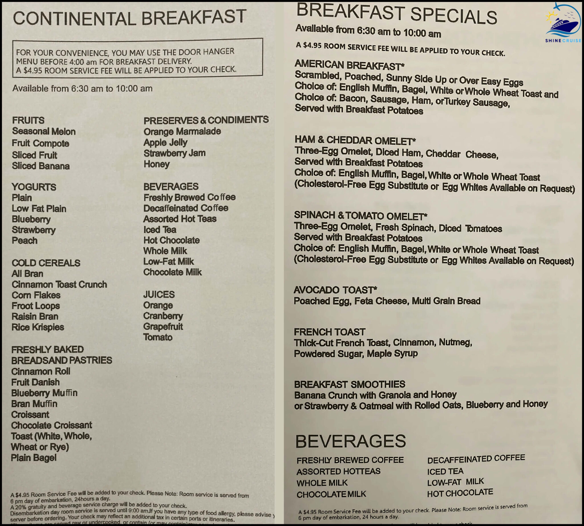 NCL Room Service Menus for 2026 with Prices & Helpful Tips