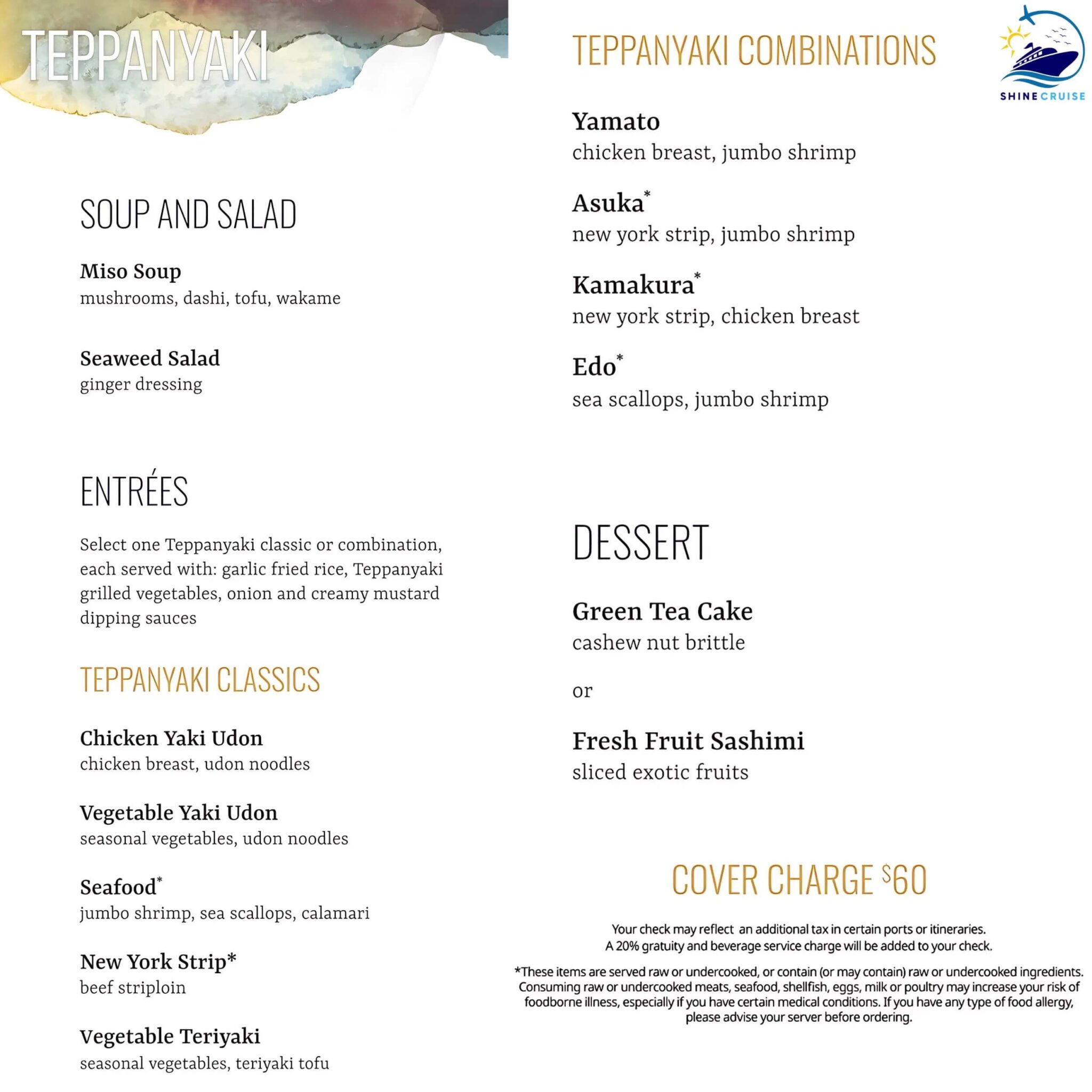NCL Teppanyaki Menus for 2026 with Cost & Review