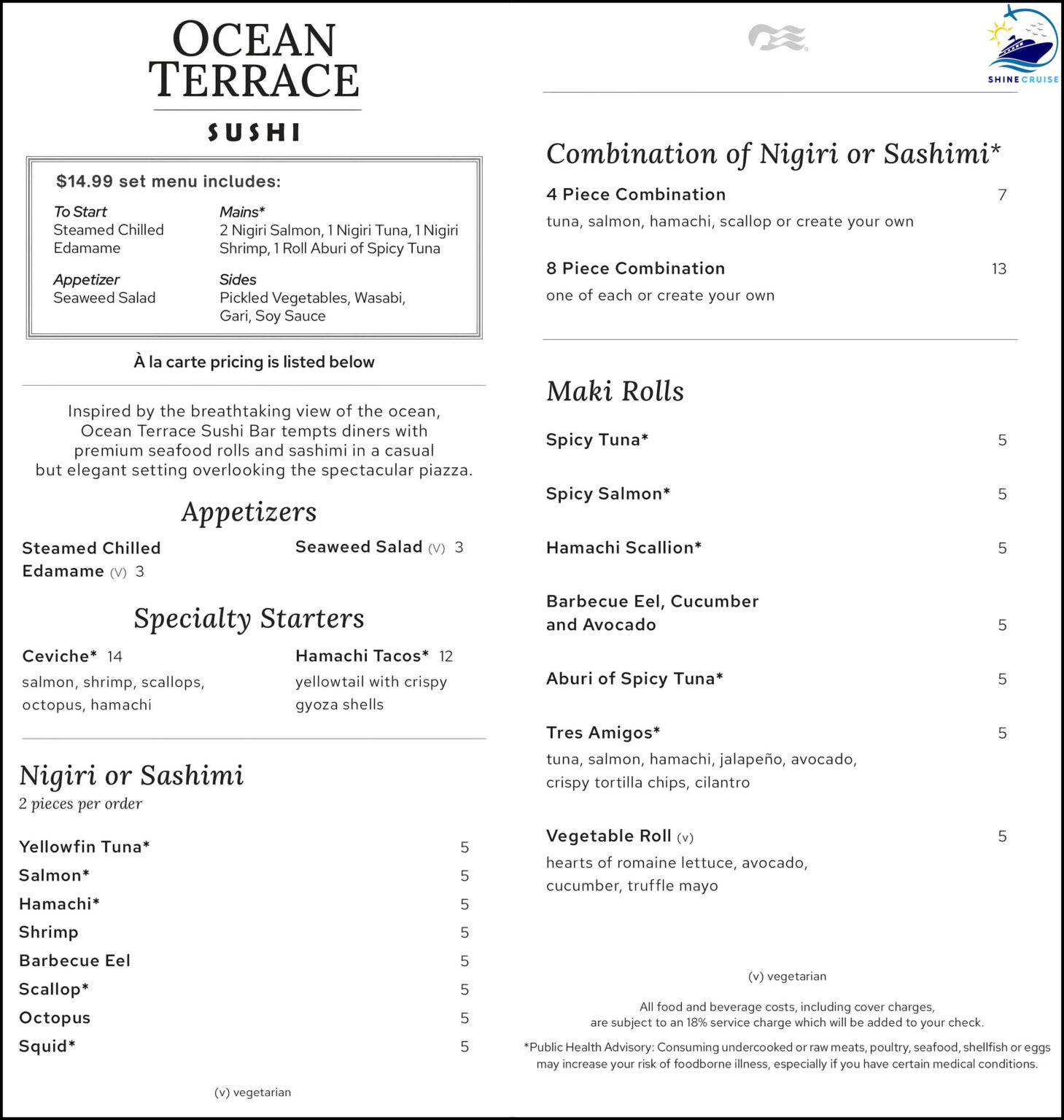 Ocean Terrace Princess Menus for 2026 with Cost & Review