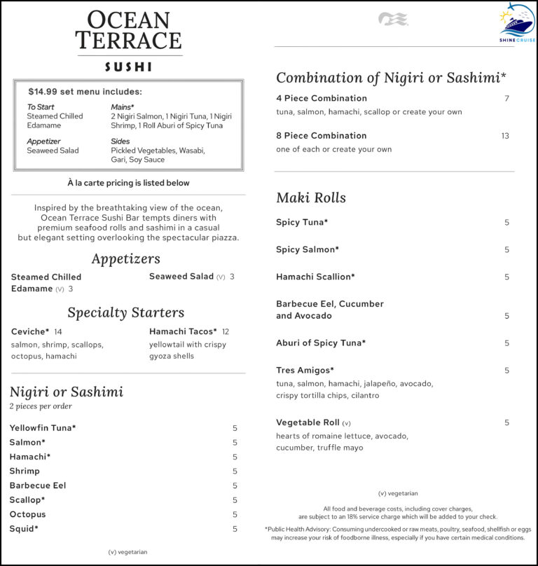 Ocean Terrace Princess Menus for 2026 with Cost & Review