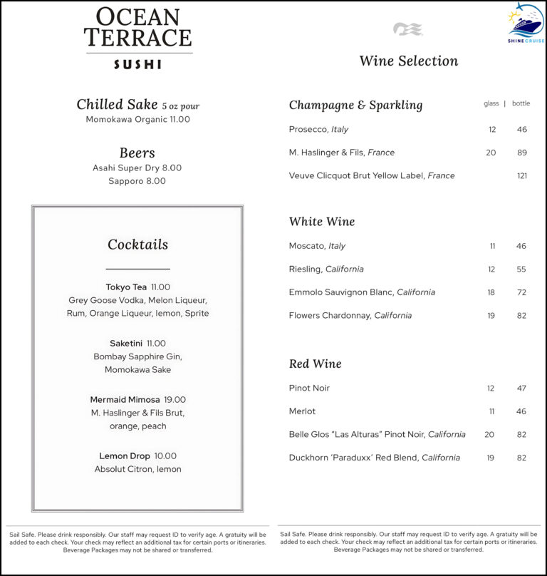 Ocean Terrace Princess Menus for 2026 with Cost & Review
