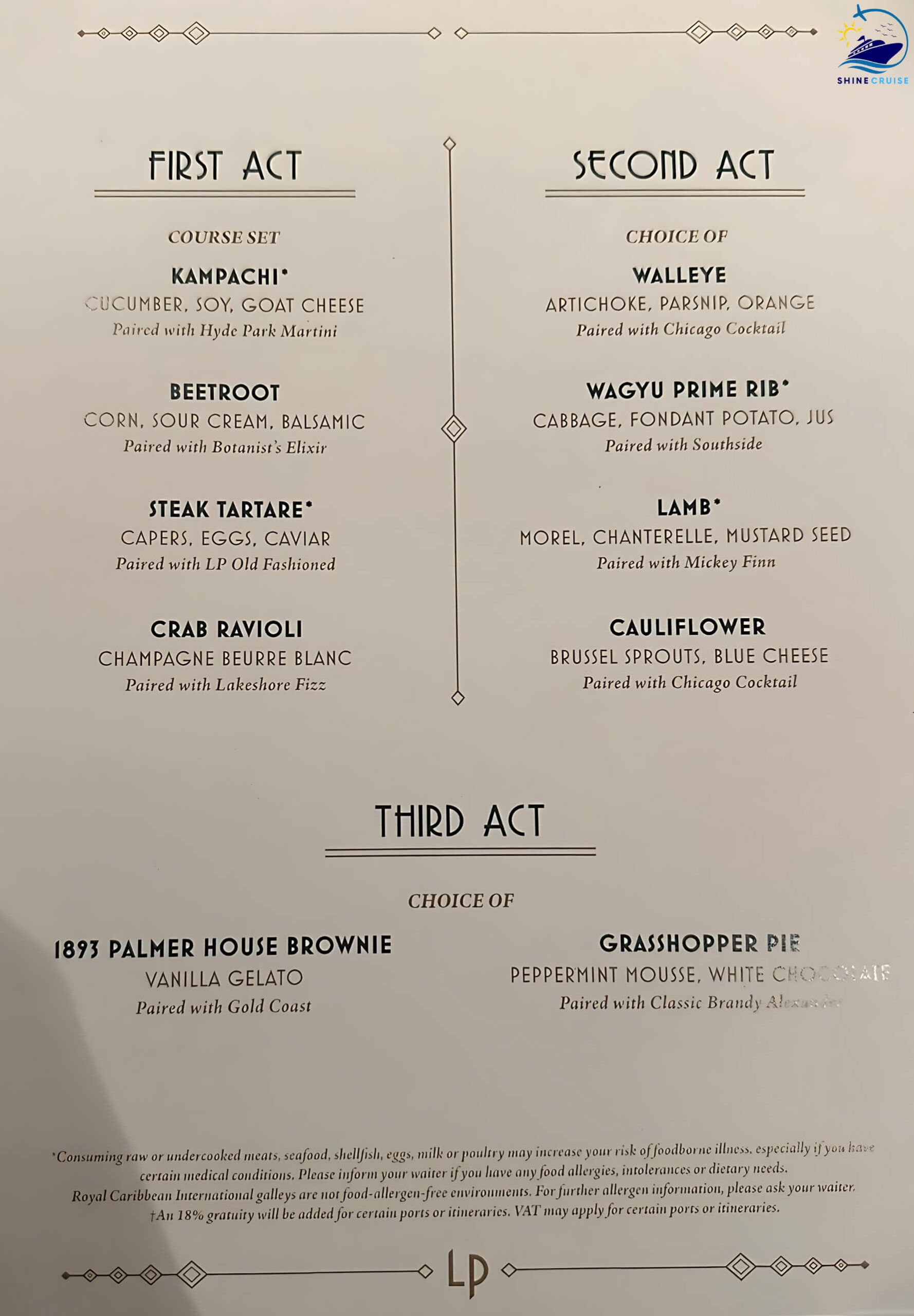 Star of the Seas Lincoln Park Supper Club Menu for 2026