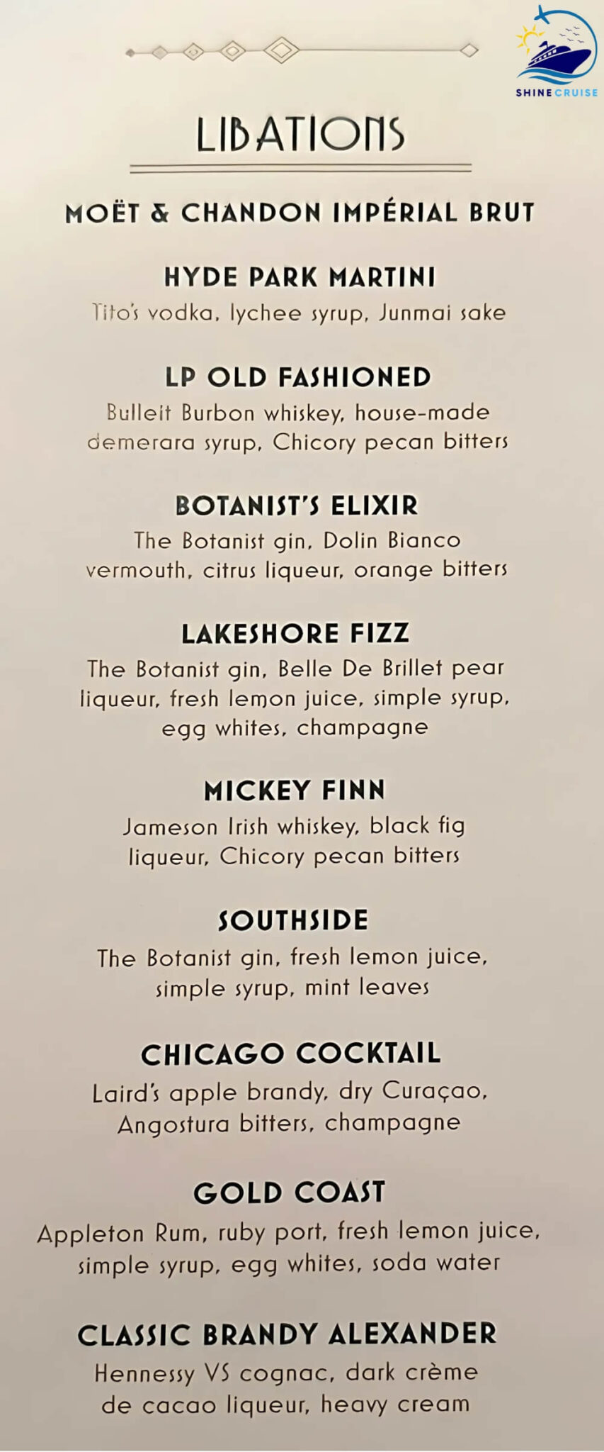 Star of the Seas Lincoln Park Supper Club Menu for 2026