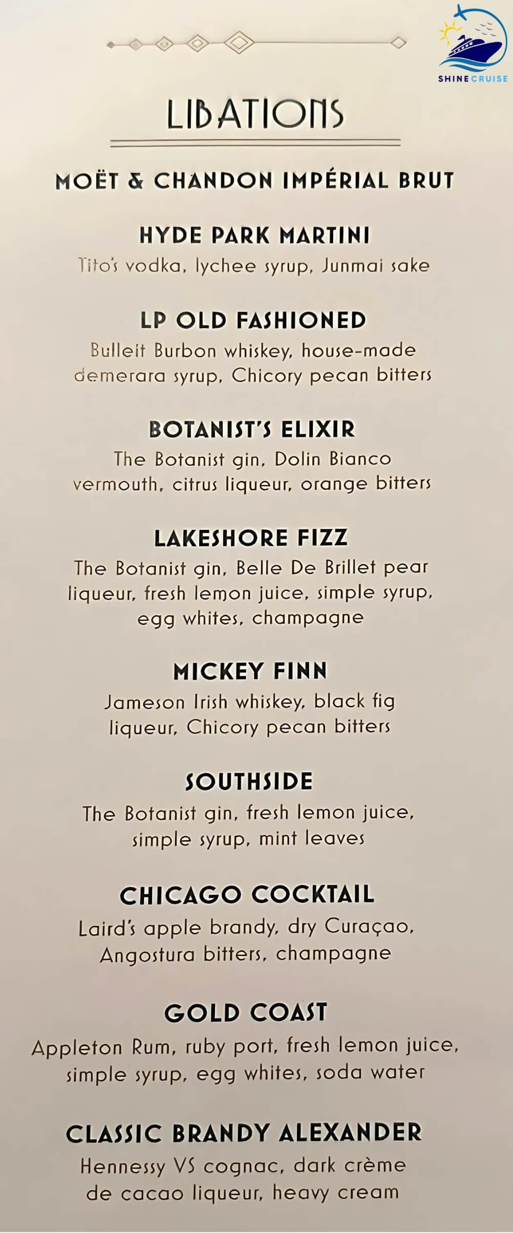 Star of the Seas Lincoln Park Supper Club Menu for 2026