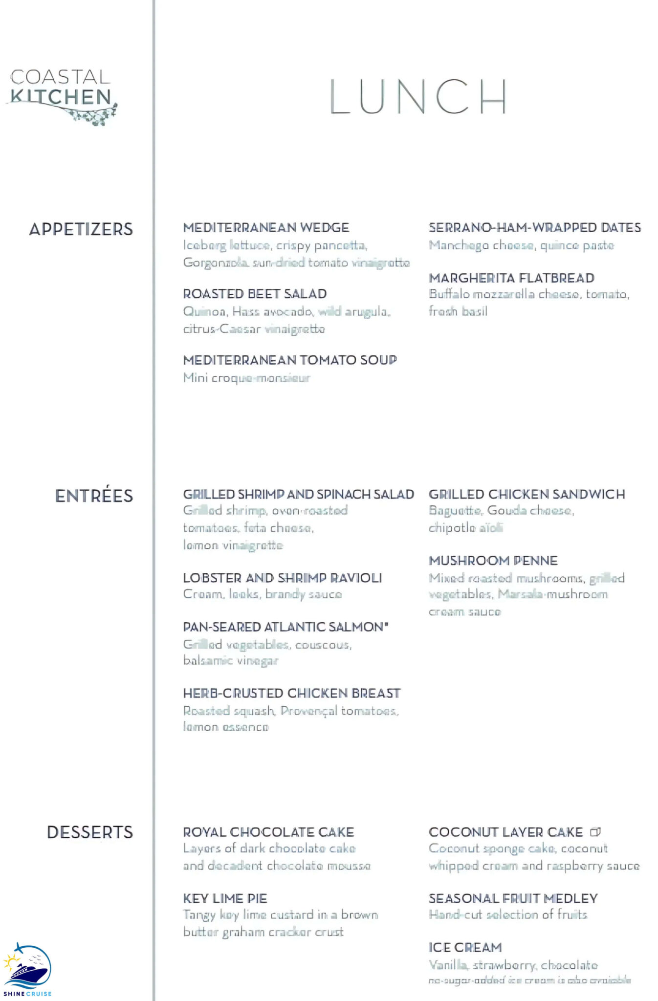 All Royal Caribbean Star of the Seas Restaurants with Menus
