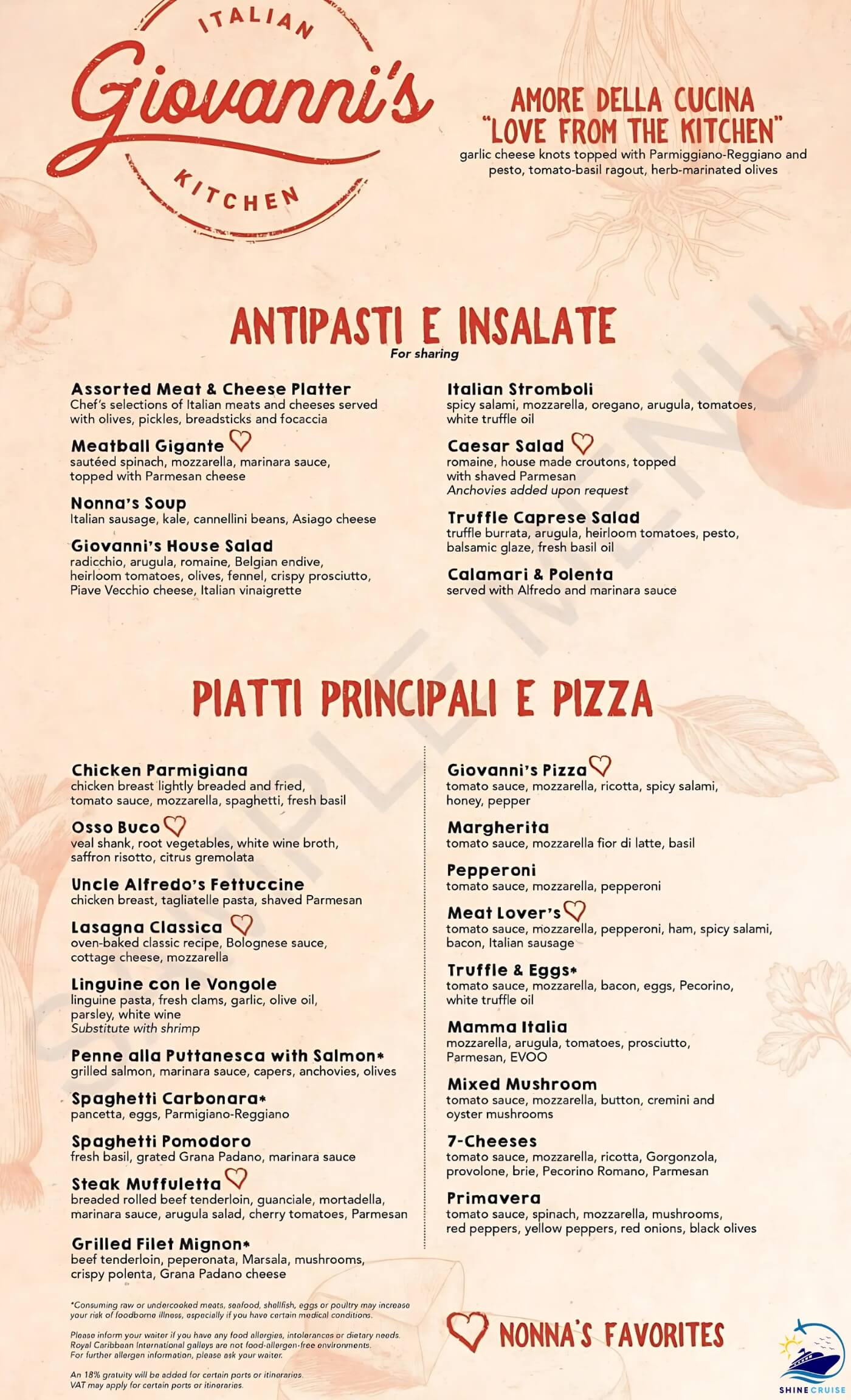 All Royal Caribbean Star of the Seas Restaurants with Menus