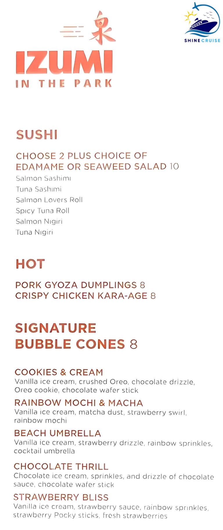 All Royal Caribbean Star of the Seas Restaurants with Menus